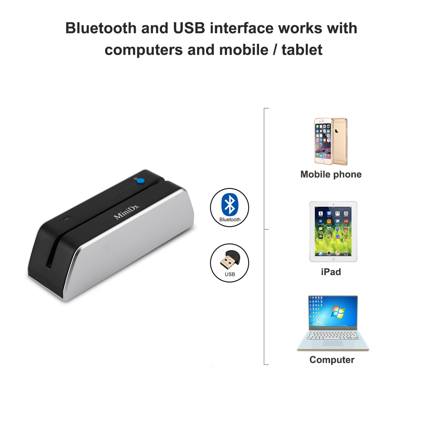 Deftun Bluetooth MSR-X6(BT) MSRX6BT Magnetic Stripe Card Reader Writer – My Store